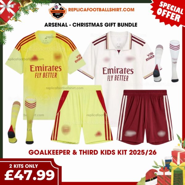 Arsenal 2025/26 Kids Birthday Gift Pack: Third & goalkeeper Kits